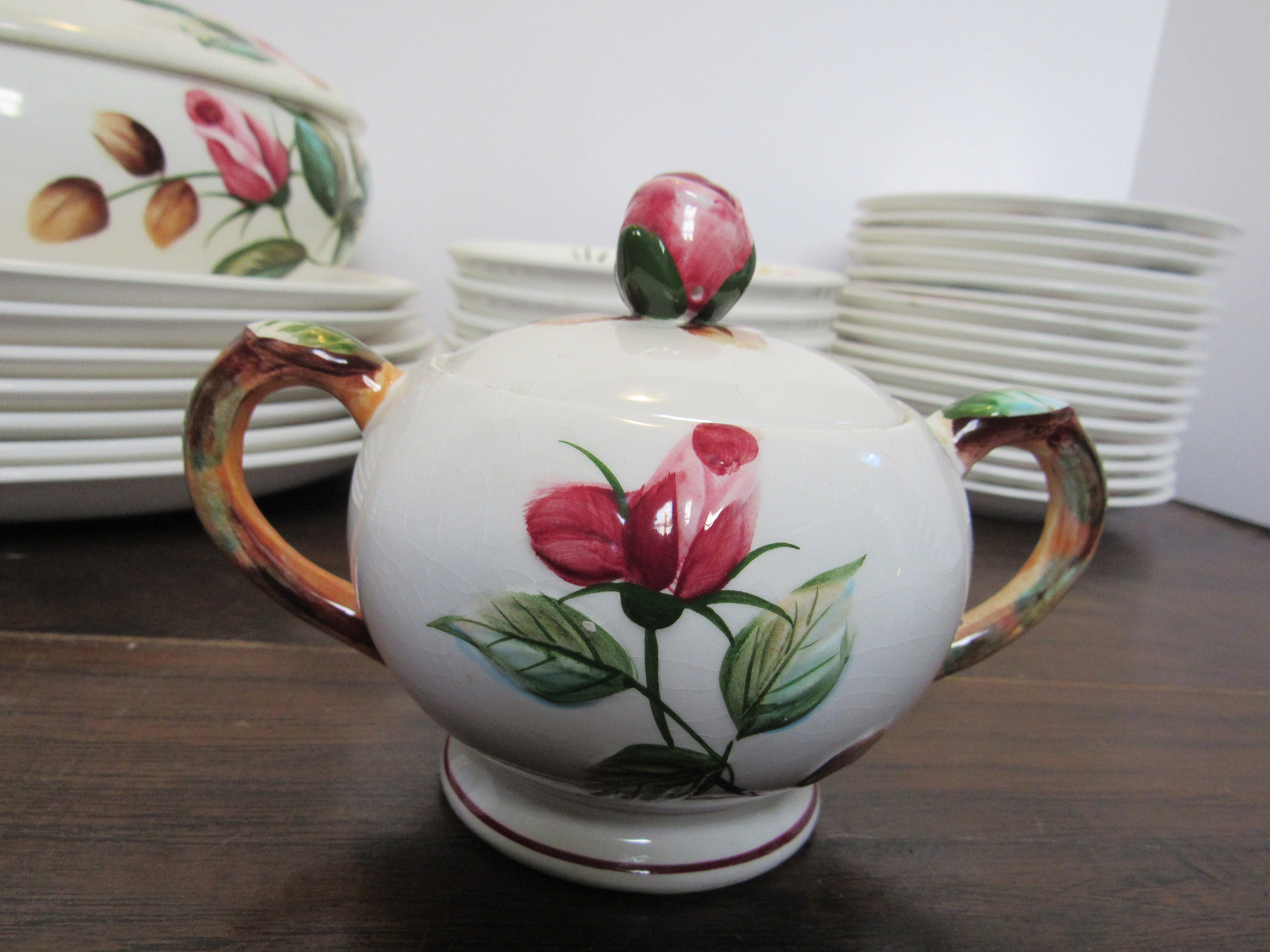 Vintage Lefton Americana Rose Pottery, Mid Century Dining Set, Vintage ...