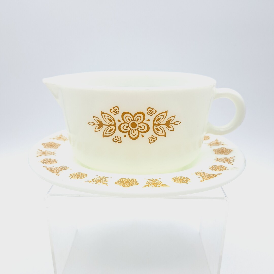 Vintage Pyrex Gravy Boat, Collectible Pyrex Golden Butterfly, Seventies ...