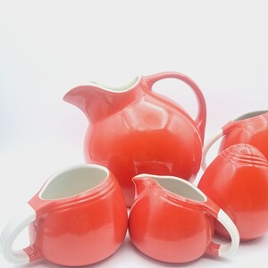Vintage Hall Superior Chinese Red, Hall Pottery, Creamer and Sugar ...