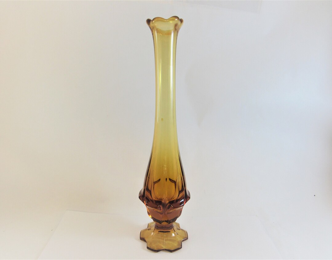 Vintage Fenton Valencia Swung Vase in Amber, Collectible Fenton Art ...