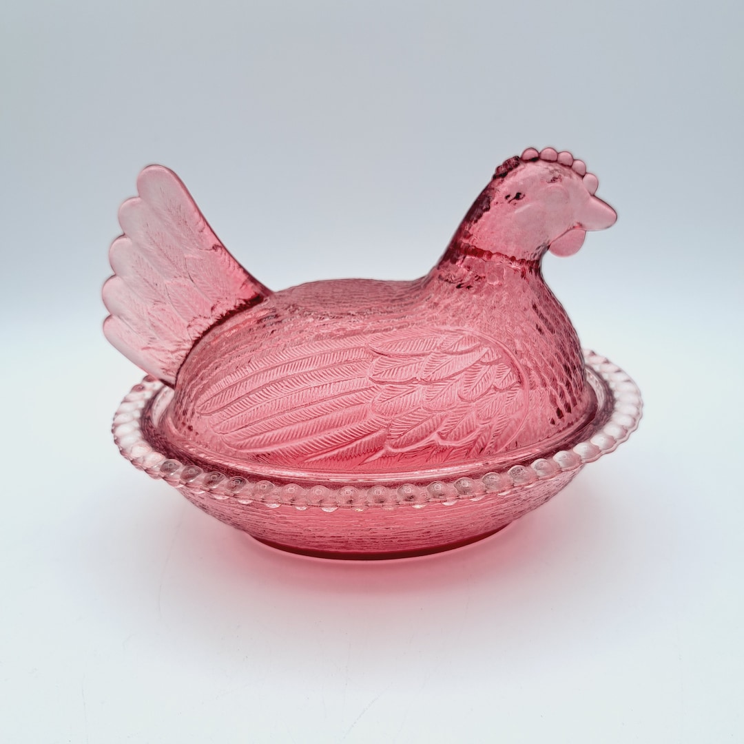 Vintage Indiana Glass Hen on Nest, Collectible Hen on Nest, Glass HON ...