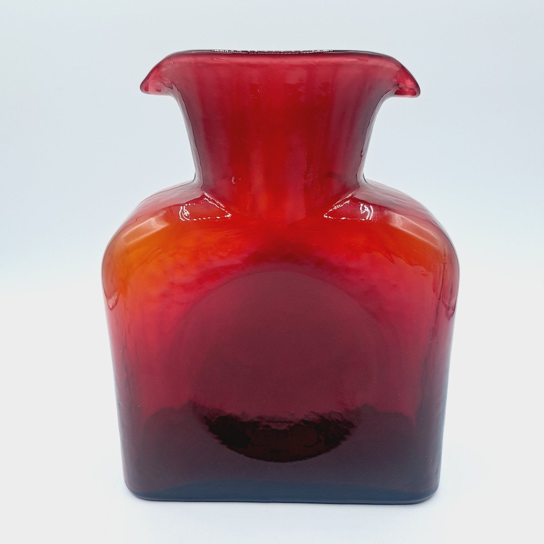 Blenko Glass Red Water Pitcher, Collectible Blenko, West Virginia Glass ...