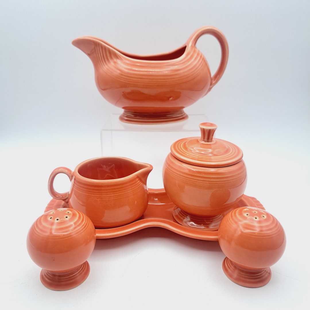 Vintage Fiesta Creamer and Sugar With Tray, Collectible Fiesta Salt and ...