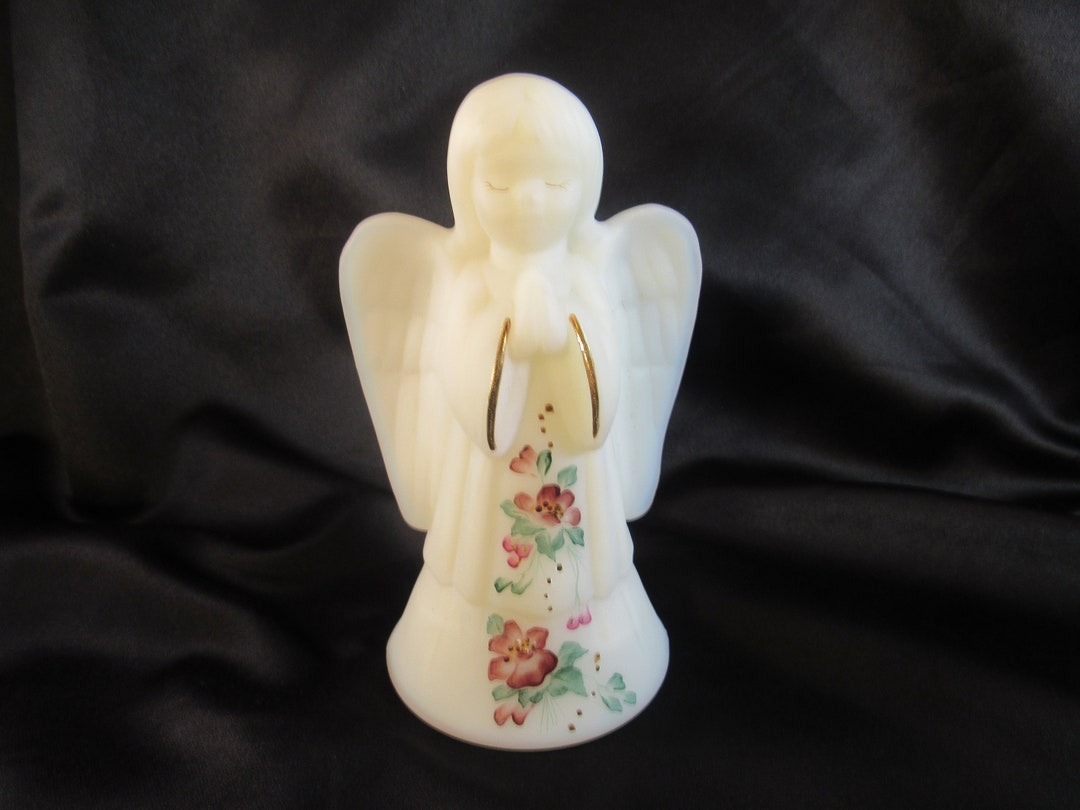 Vintage Fenton Angel Hand Painted and Signed, Fenton Ivory Satin Floral ...