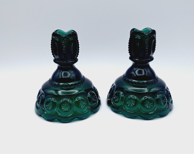 Vintage LE Smith Glass Moon and Stars Greenbrier Candle Sticks, Smith ...