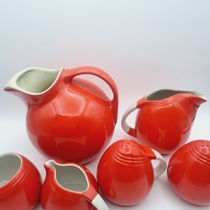 Vintage Hall Superior Chinese Red, Hall Pottery, Creamer and Sugar ...