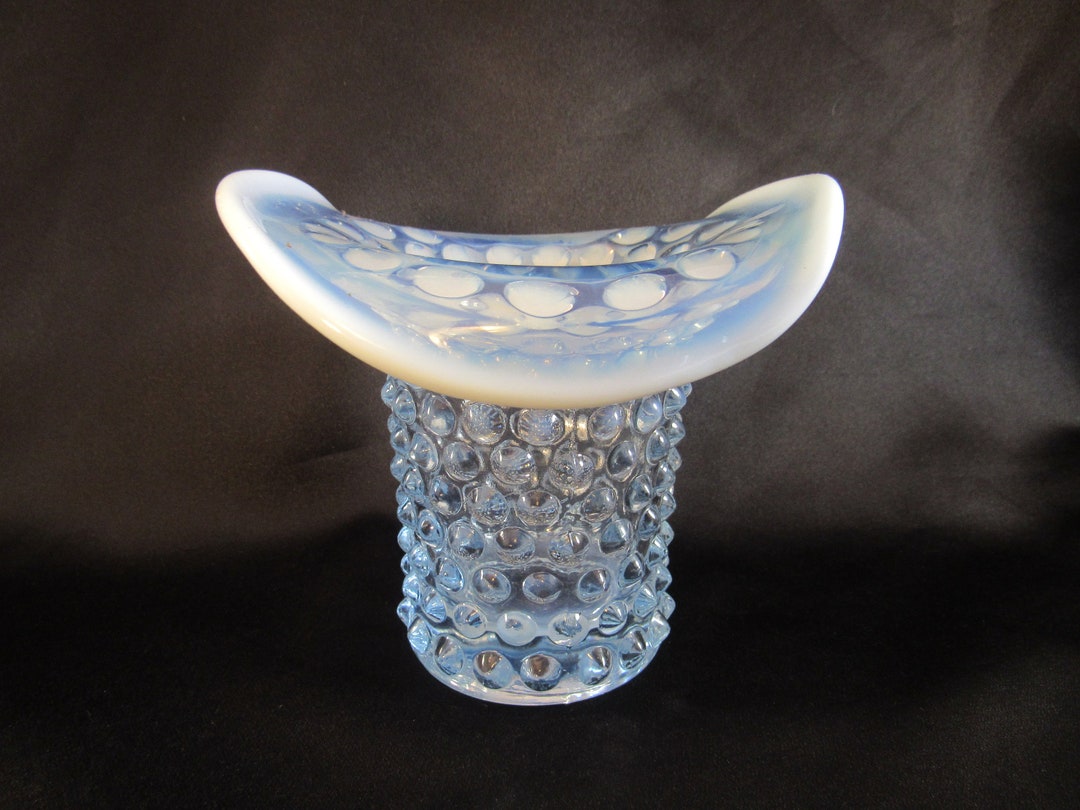Vintage Duncan Miller Opalescent Blue Hobnail Top Hat or Vase ...