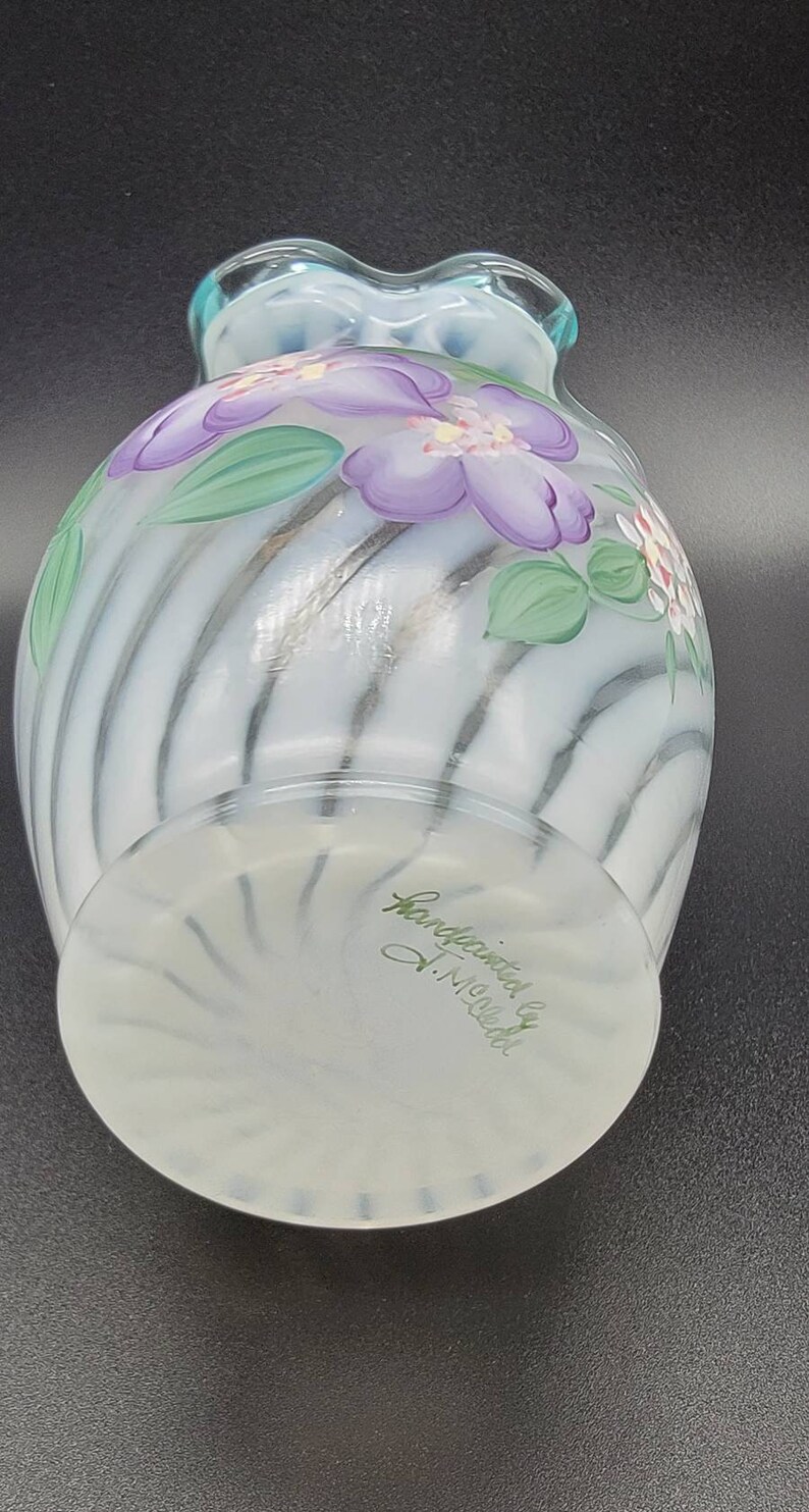 Vintage Fenton Crested Spiral Optic Vase Collectible Fenton - Etsy