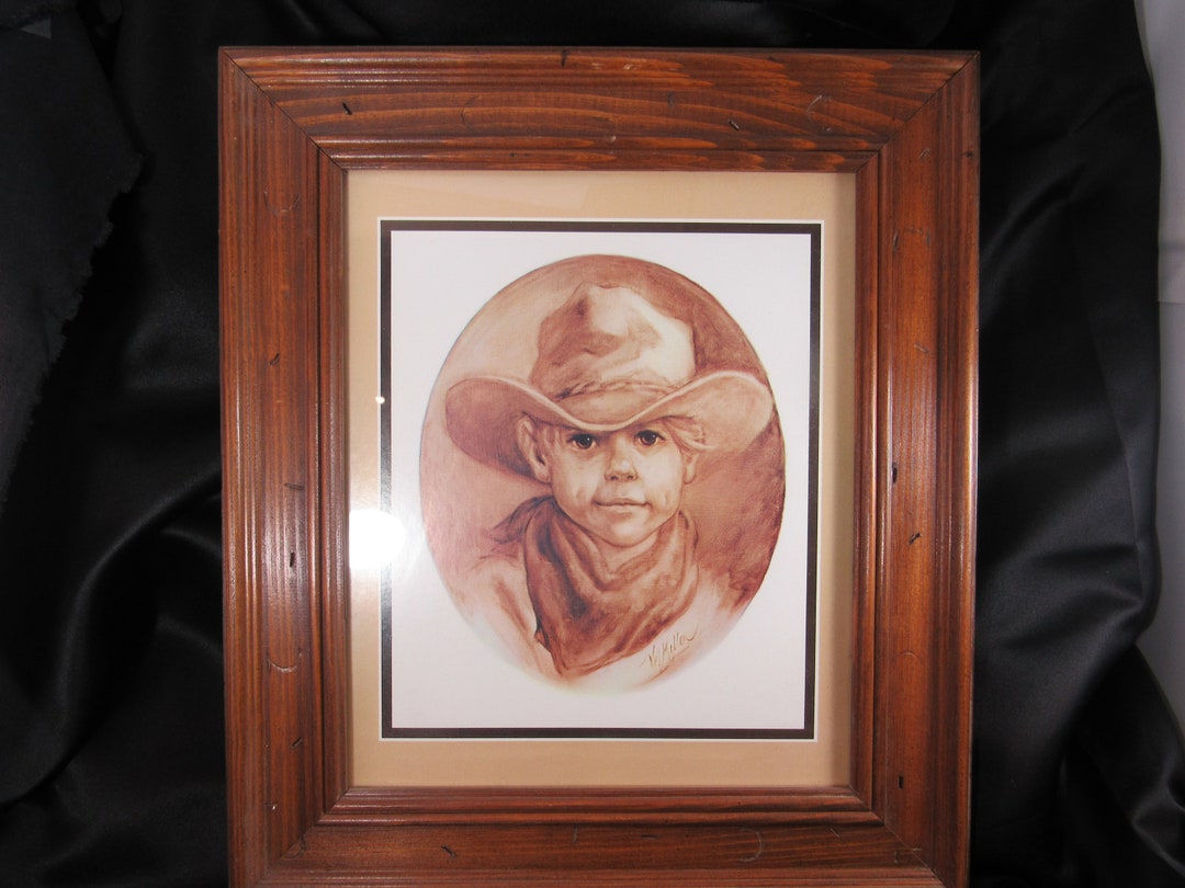 Vintage Vel Miller Boy With Cowboy Hat and Girl With Bonnet Prints With ...