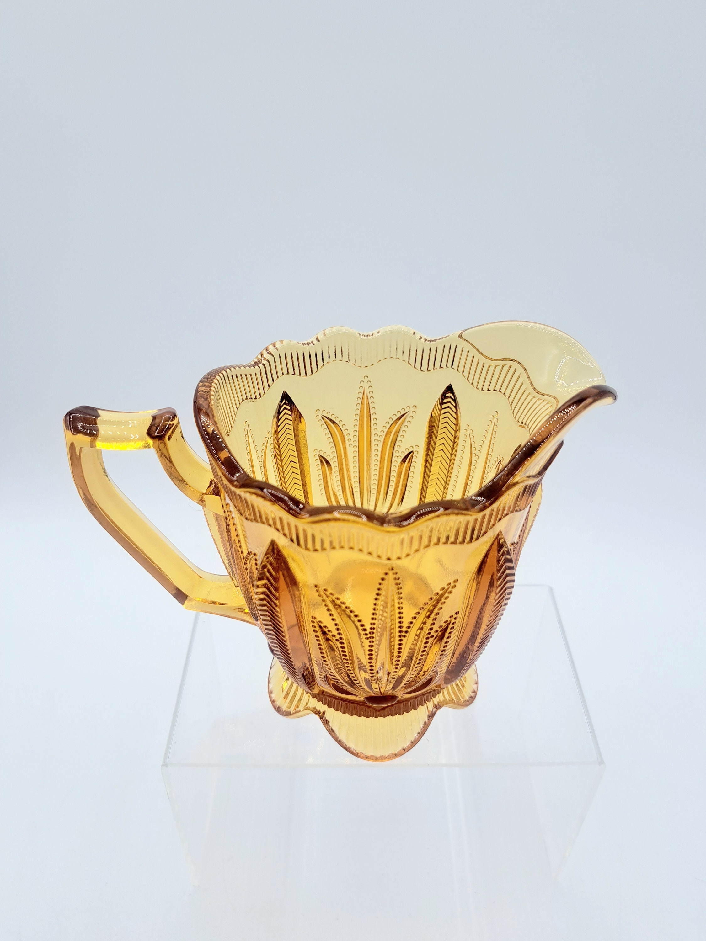 Vintage Fenton Cactus Creamer in Amber, Collectible Fenton Glass, Mid ...
