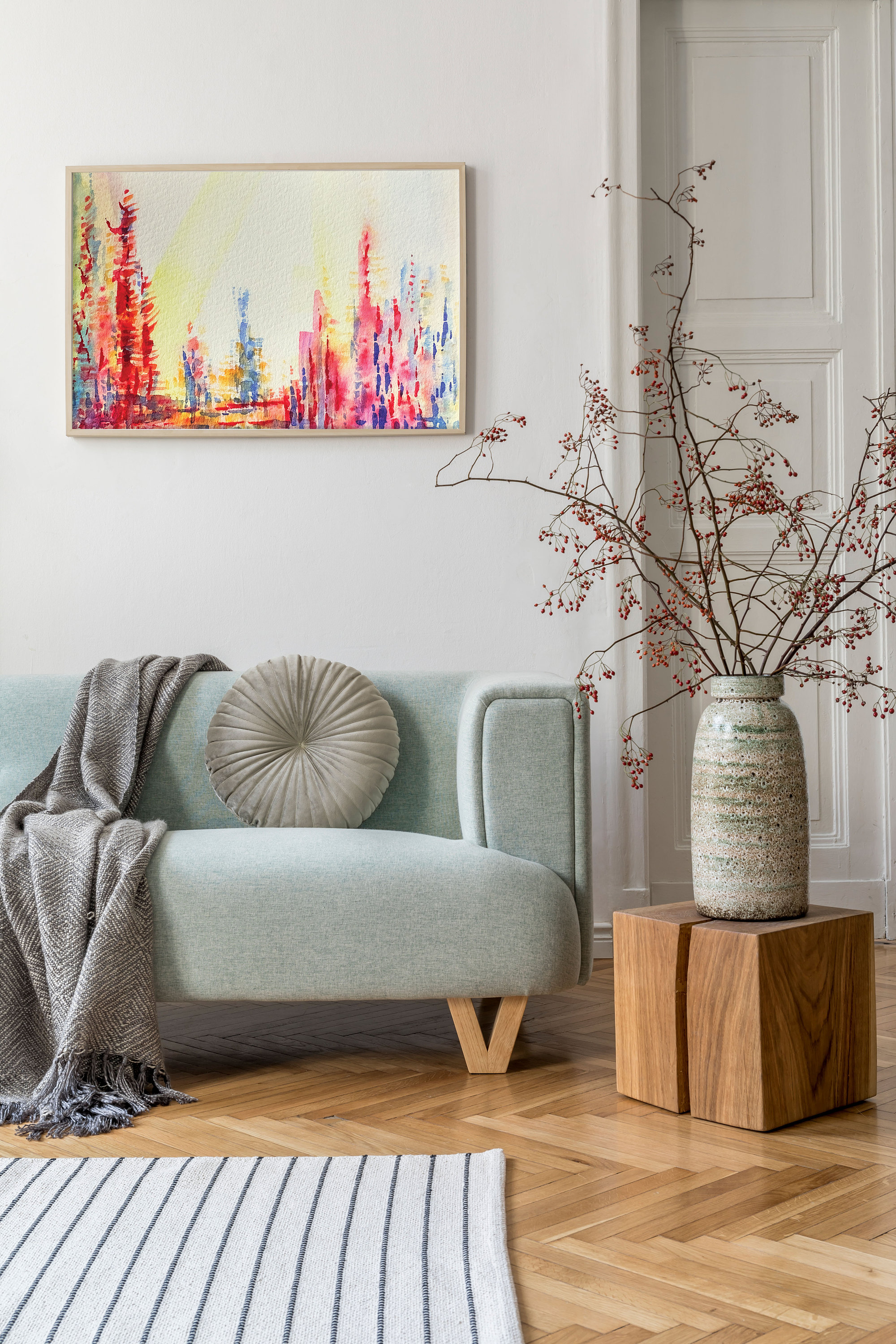 Horizontal Abstract Wall Art, Colorful Abstract Watercolor Print, Vivid ...