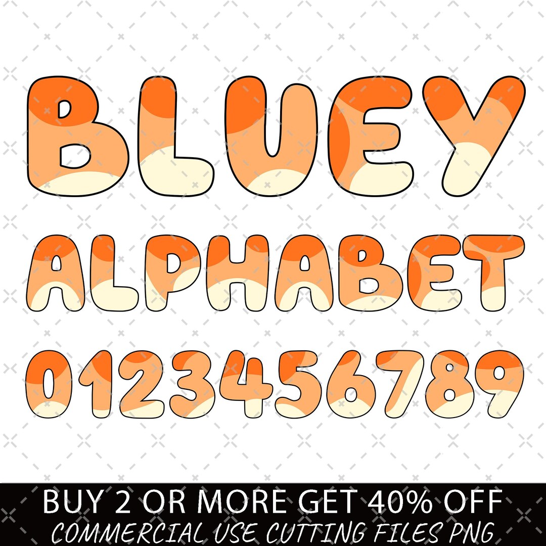 Bluey Alphabet Orange PNG, Bluey Family Png, Decal Files, Vinyl Sticker ...