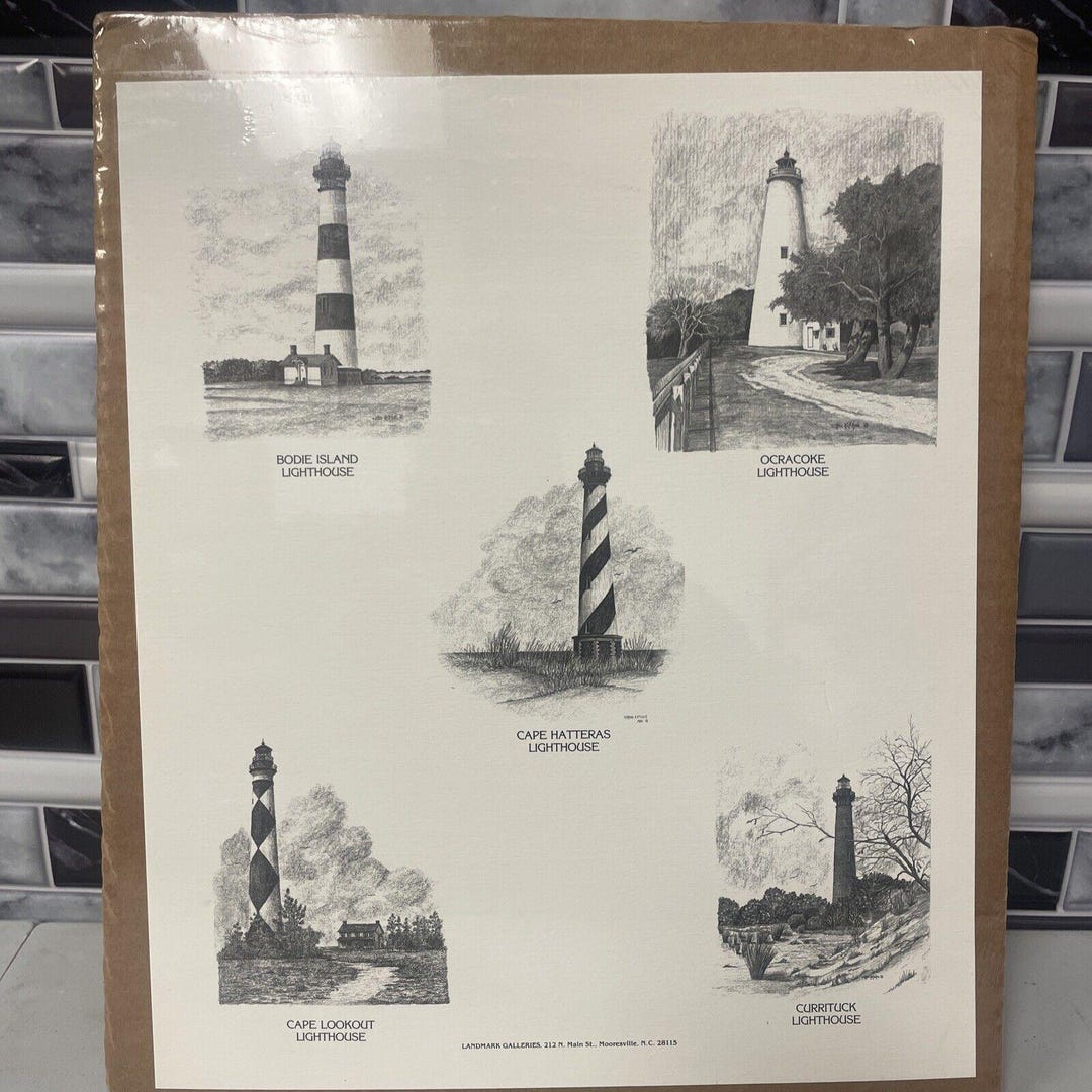 Cotton Ketchie Signed Drawings/composite of N.C. Lighthouses - Etsy