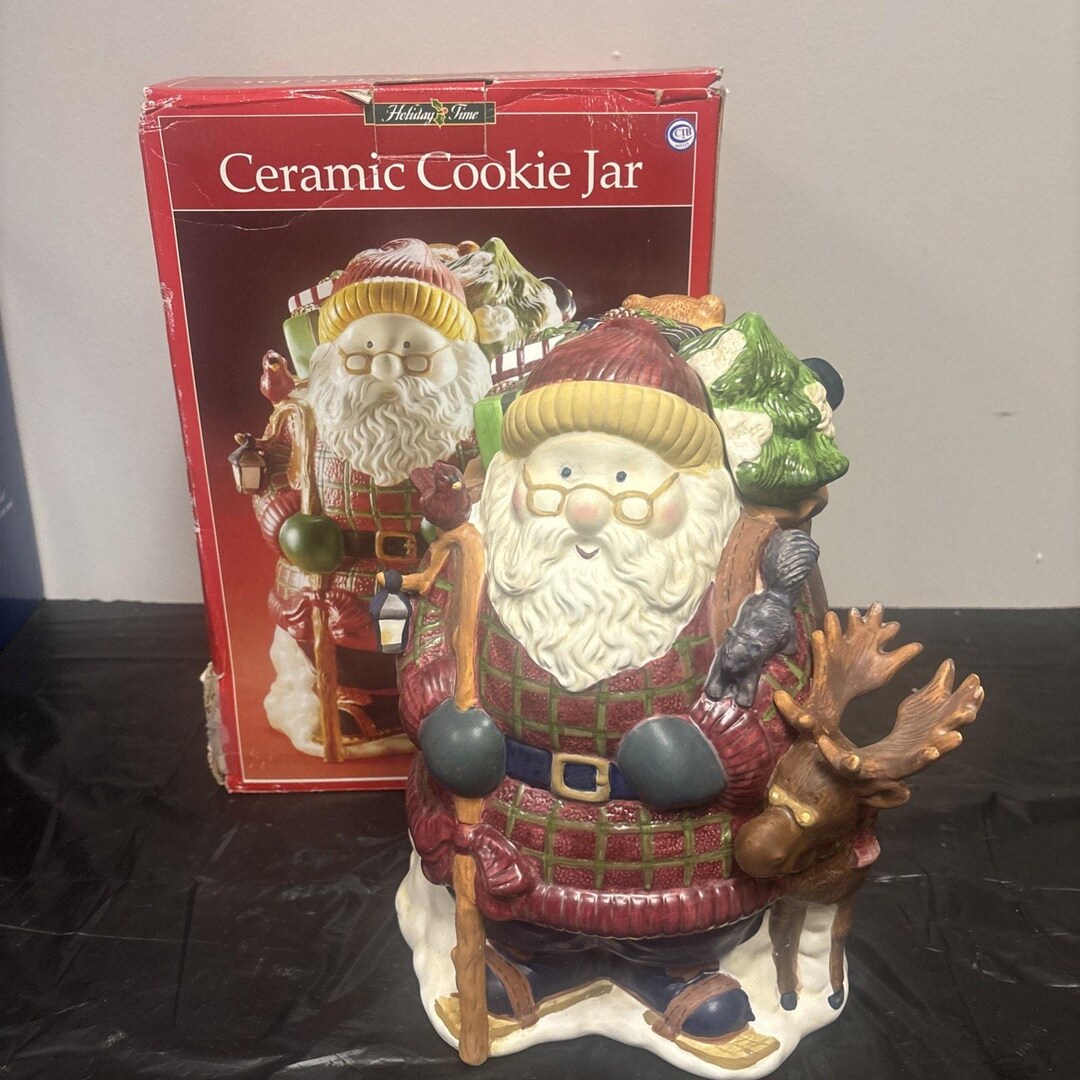 Vintage Holiday Time Ceramic Pitcher Santa With Reindeer - Etsy