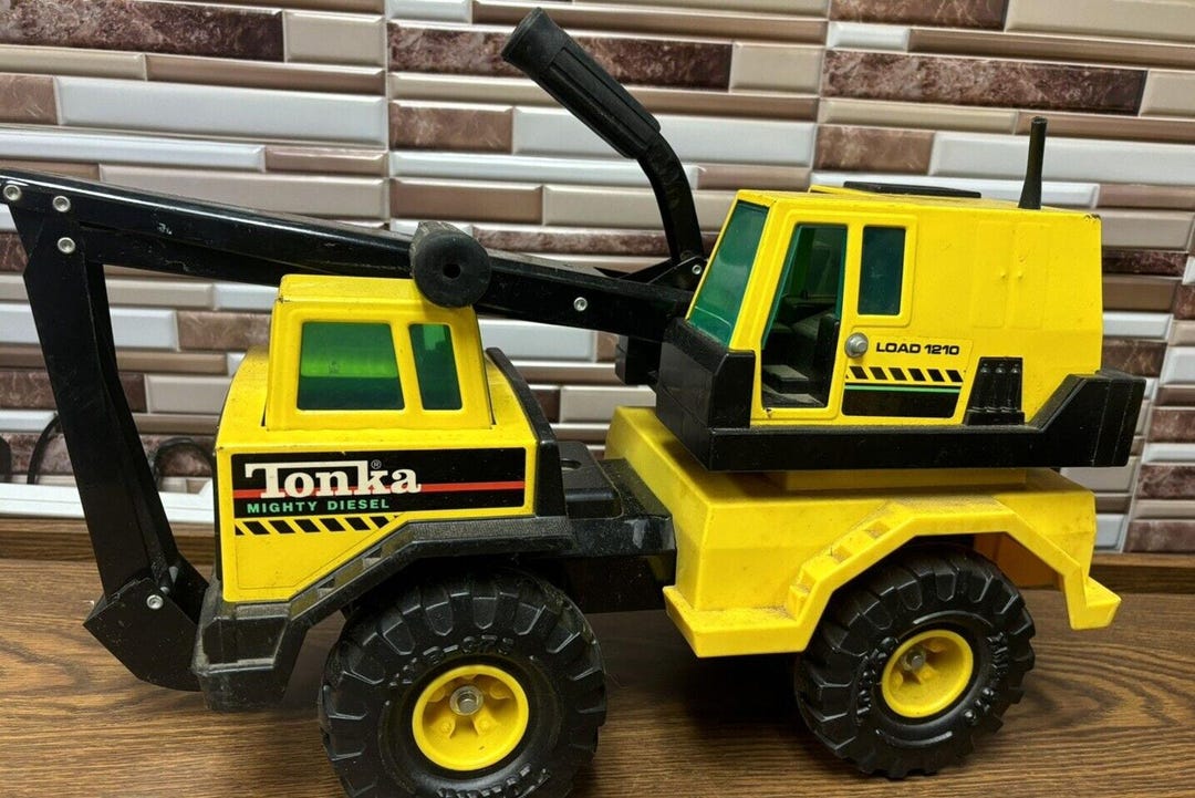 Tonka Mighty Diesel Excavator Backhoe Steel Truck Load 1210 3931-a XMB ...