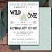Wild One Invitation, Turning One Wild One, Green Tribal, Wild Child ...