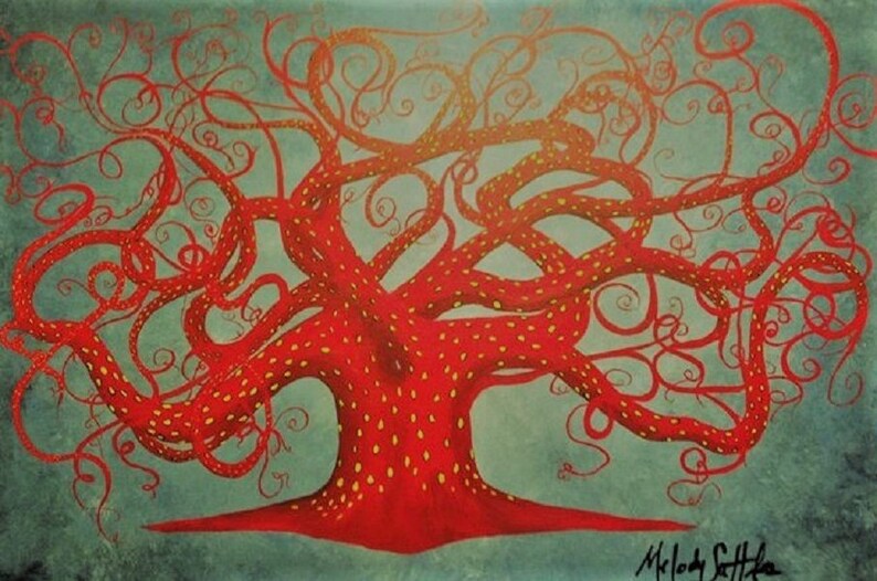 Painting Original Red Octopus Tree - Etsy