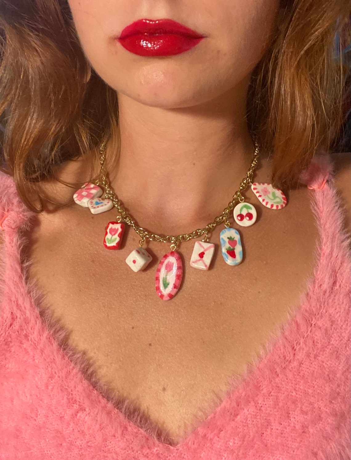 Custom Charm Necklace Flower Necklace Handmade Necklace Handmade Charms ...