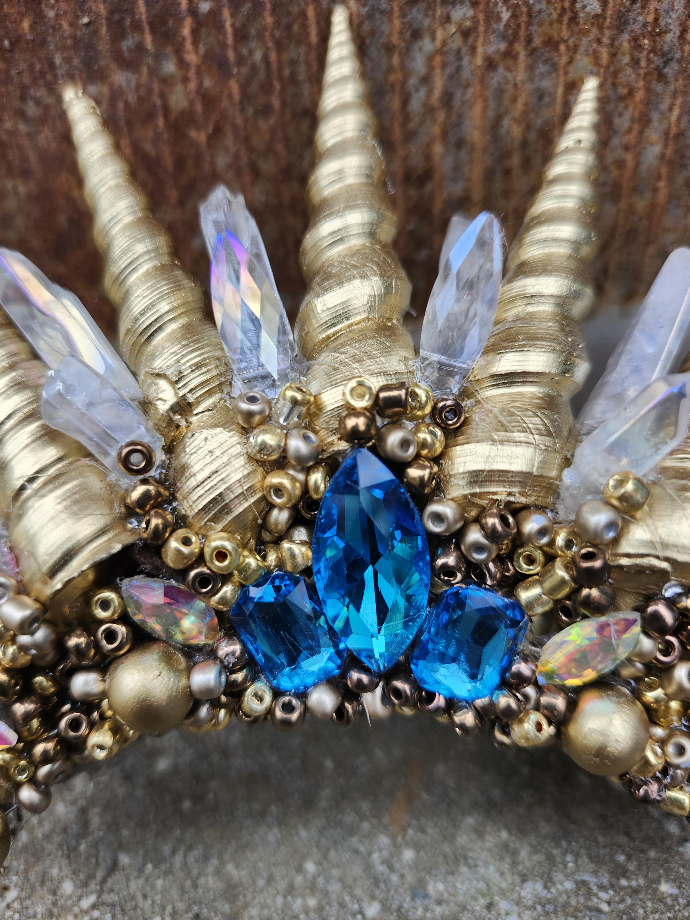 Gold Seashell Large Tiara With a Tourqoise Accent - Etsy