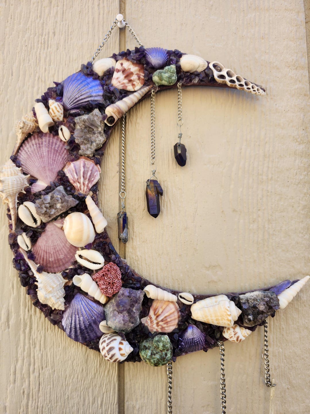 Boho Amethyst Seashell Moon Wall Decor - Etsy