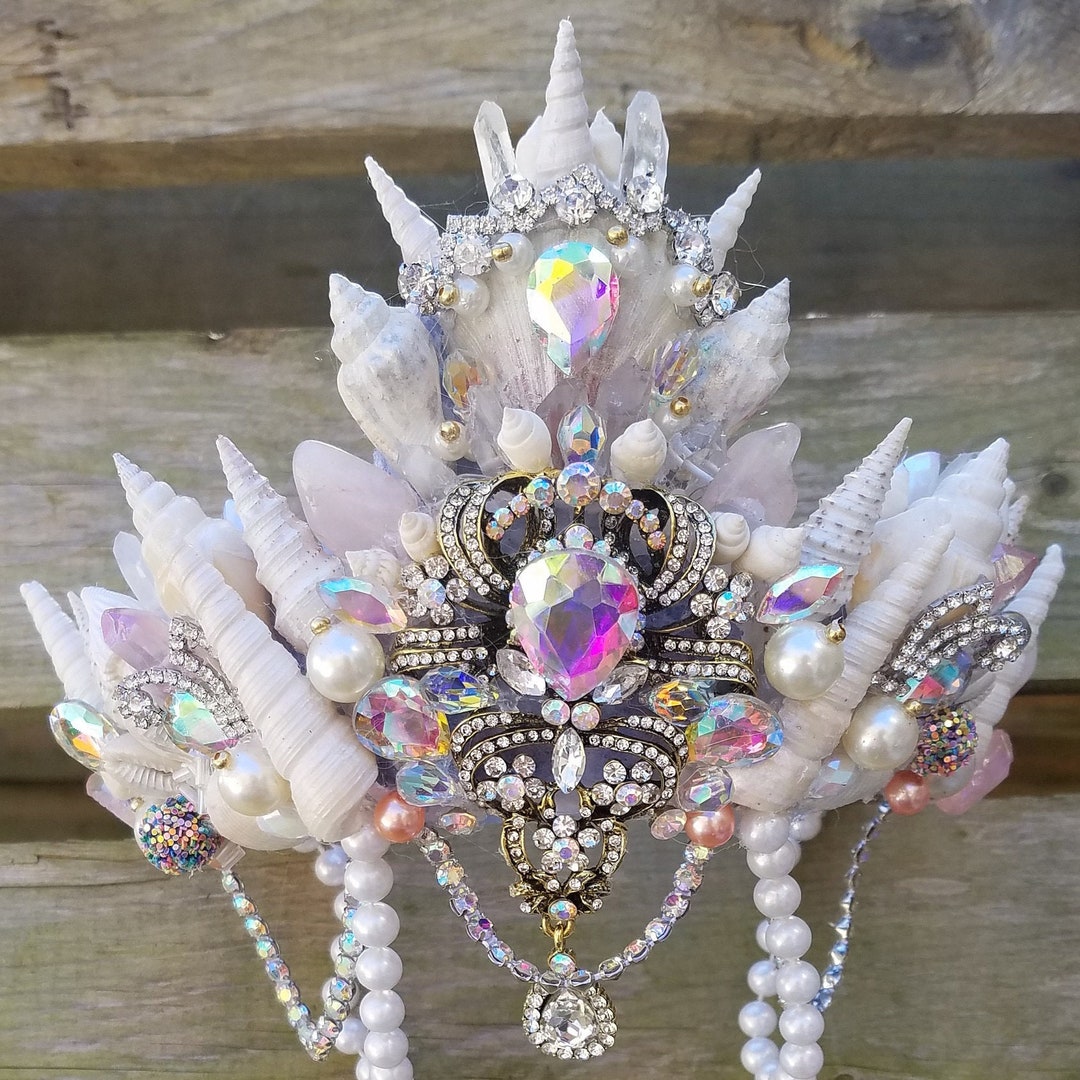 Rose Quartz Seashell Mermaid Crown Merman Crown - Etsy