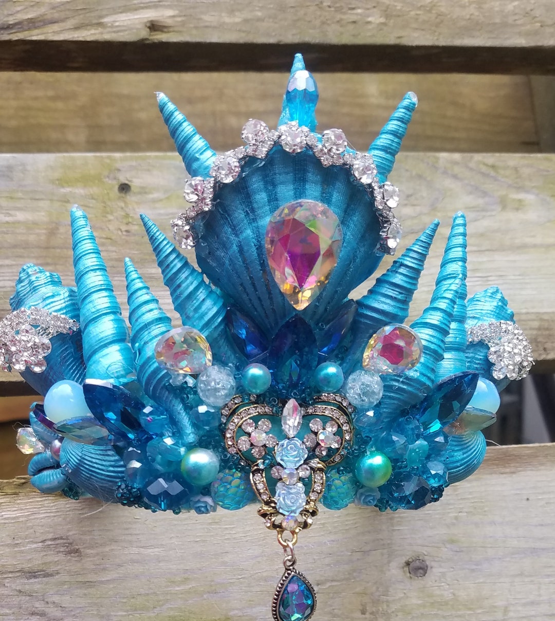 Blue Opal Seashell Mermaid Crown Merman Crown - Etsy