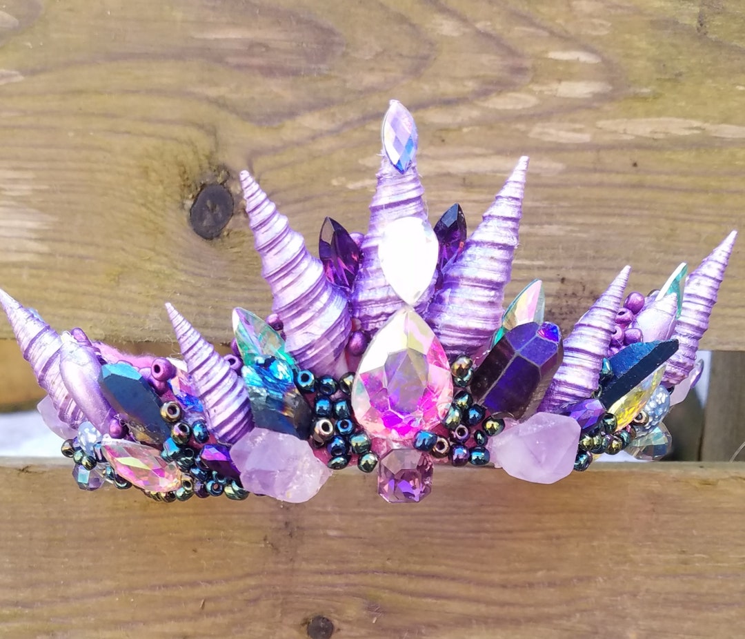 Amethyst Seashell Mermaid Crown Merman Crown Third Eye Chakra Crown - Etsy