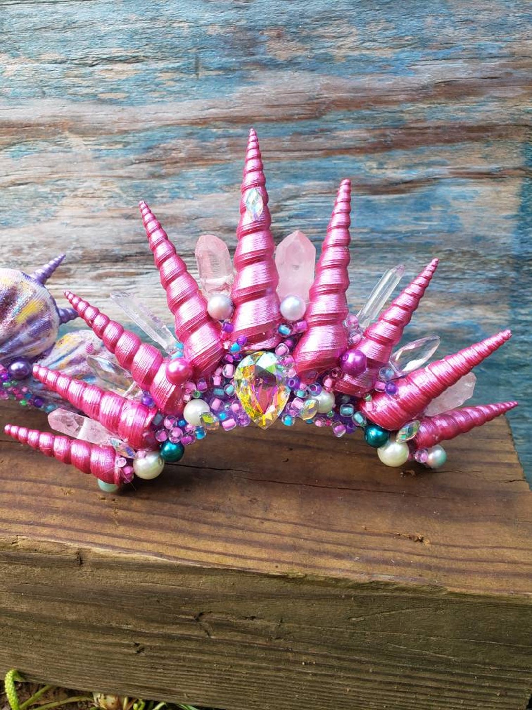 Tiara Pink Seashell Tiara Bridal Wedding Accessorie Mermaid Wedding - Etsy