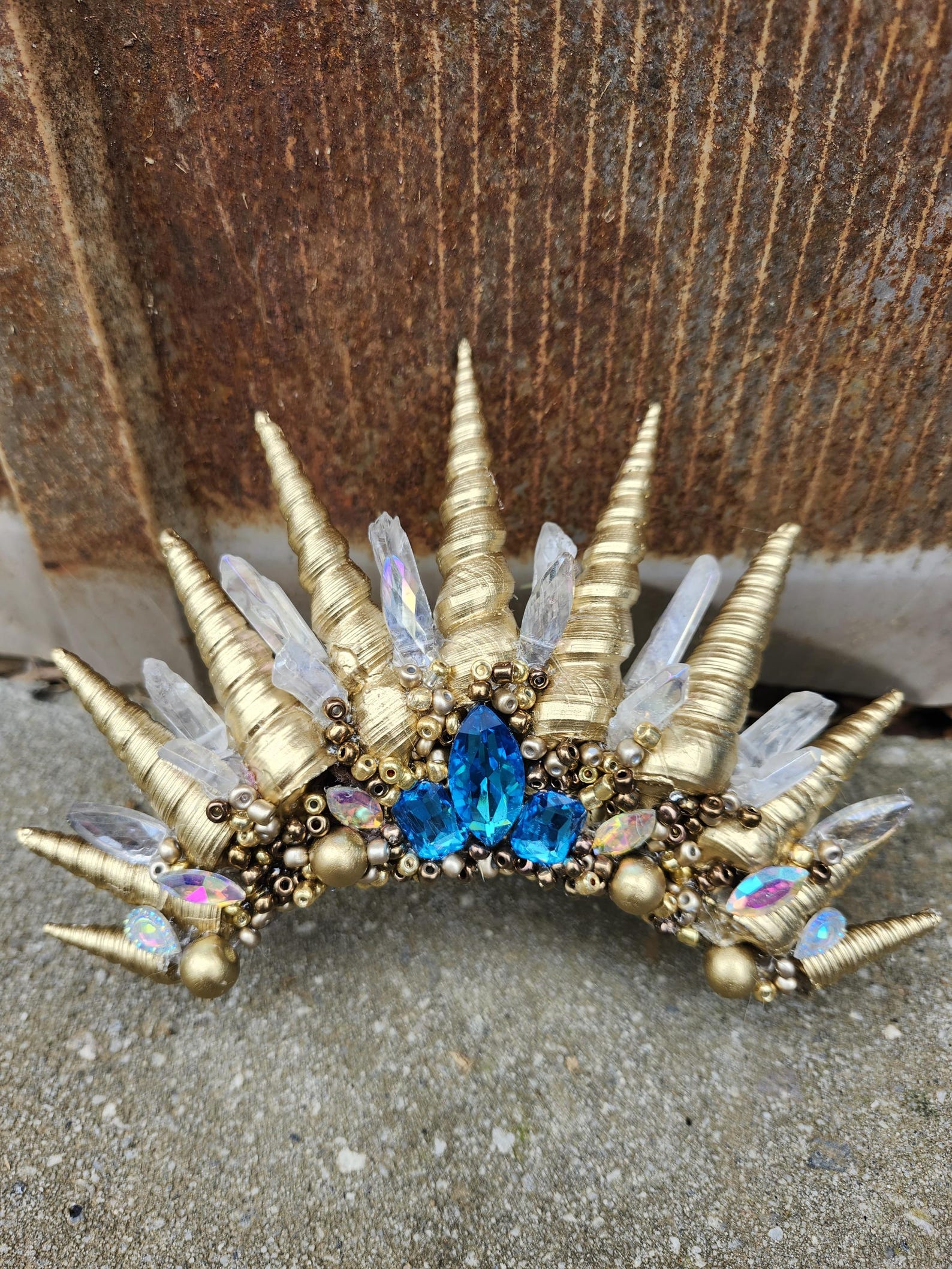 Gold Seashell Large Tiara With a Tourqoise Accent - Etsy