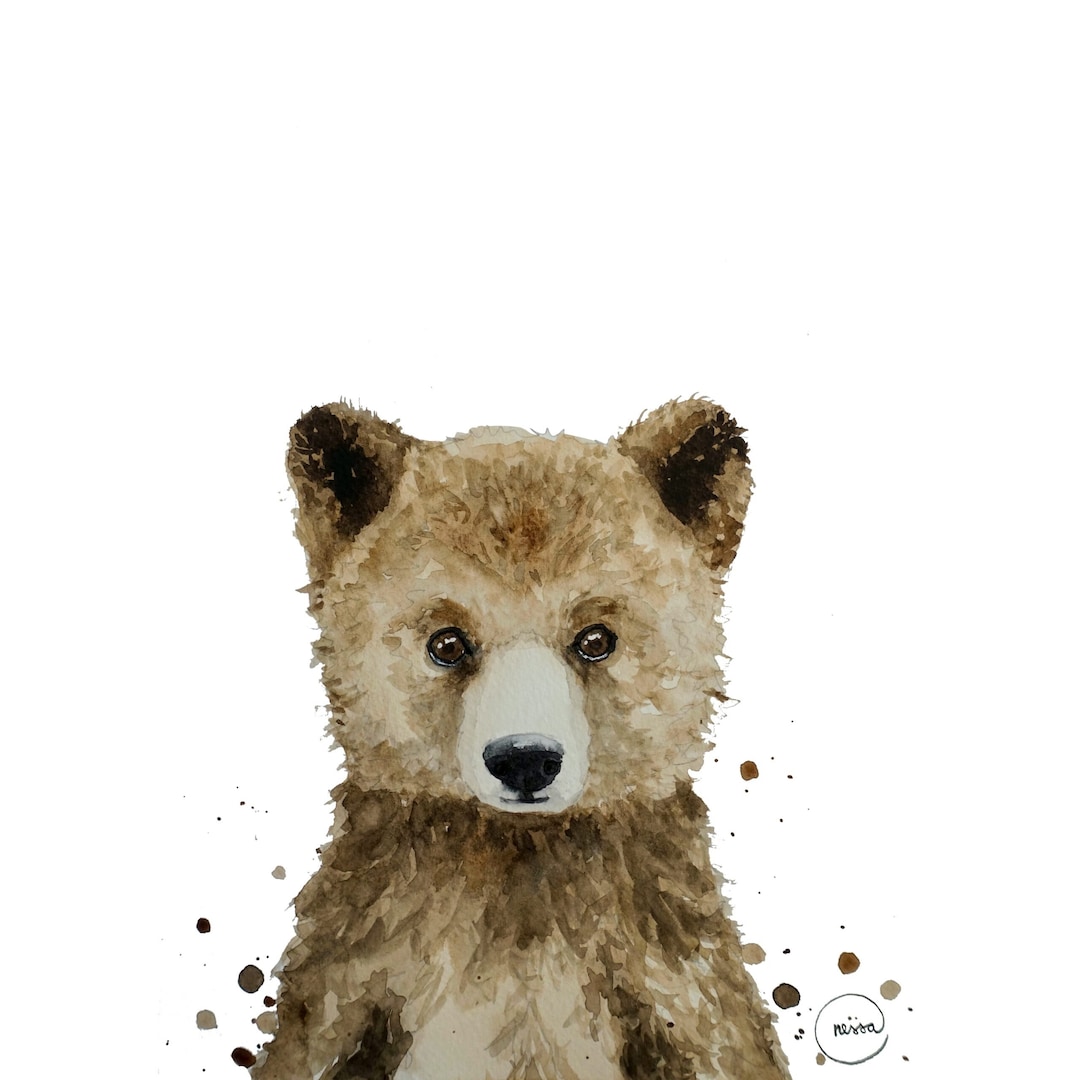 Watercolor Baby Bear Portrait Print: Nursery Wall Art - Etsy