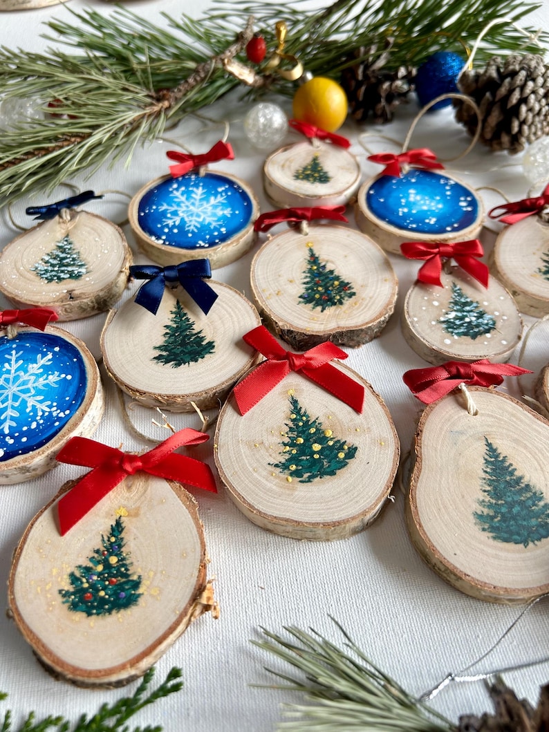 Hand-painted Christmas Tree Ornament Original Art Oil Painting on a ...