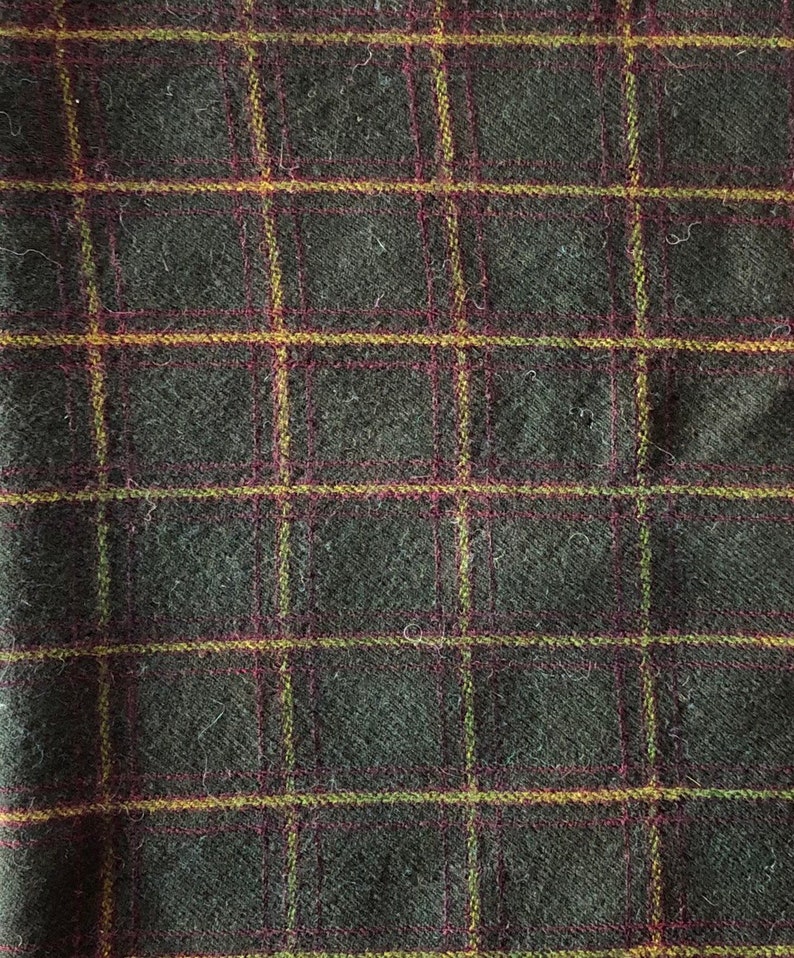 Green Windowpane Wool Fabric | Etsy