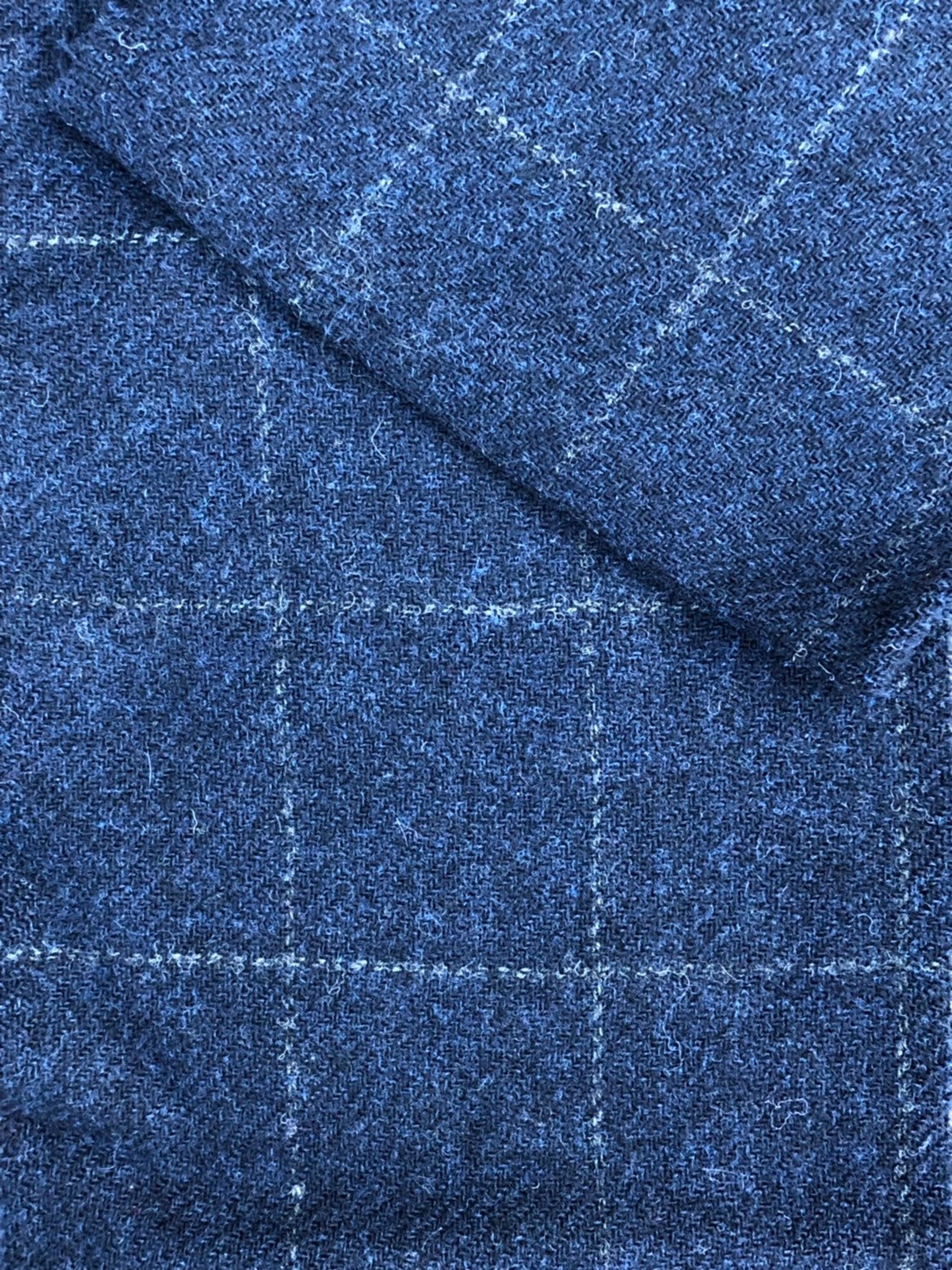 Wool Fabric Dark Navy Blue Windowpane - Etsy Italia