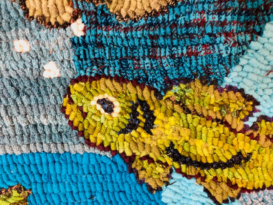 Many Fish Rug Pattern on Linen - Etsy