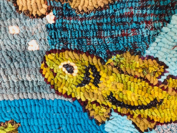 Many Fish Rug Pattern on Linen | Etsy