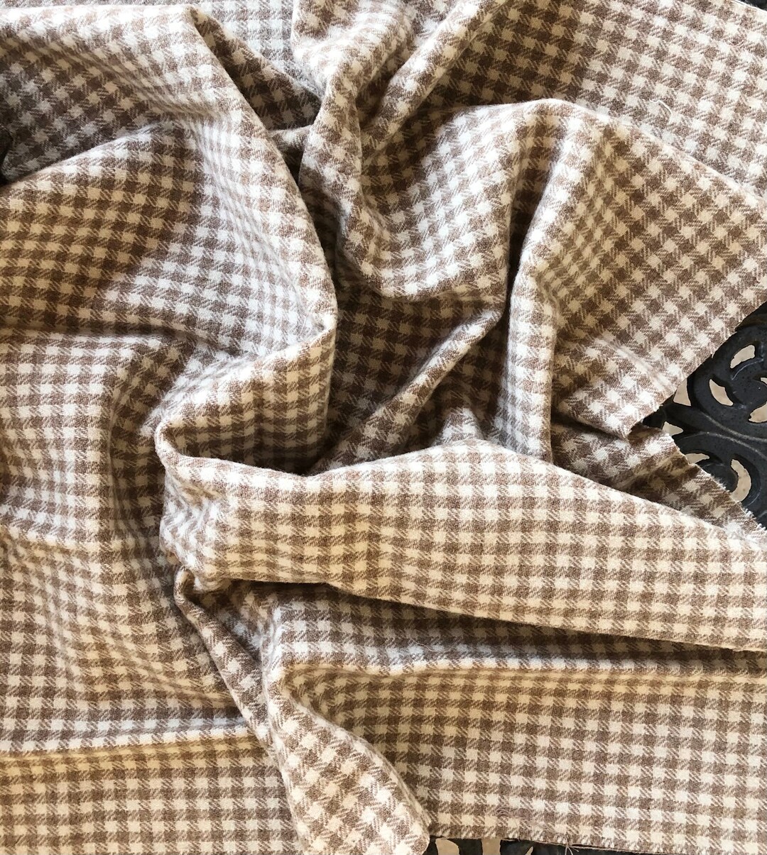 Tan & Cream Shepherd Check Wool Fabric - Etsy