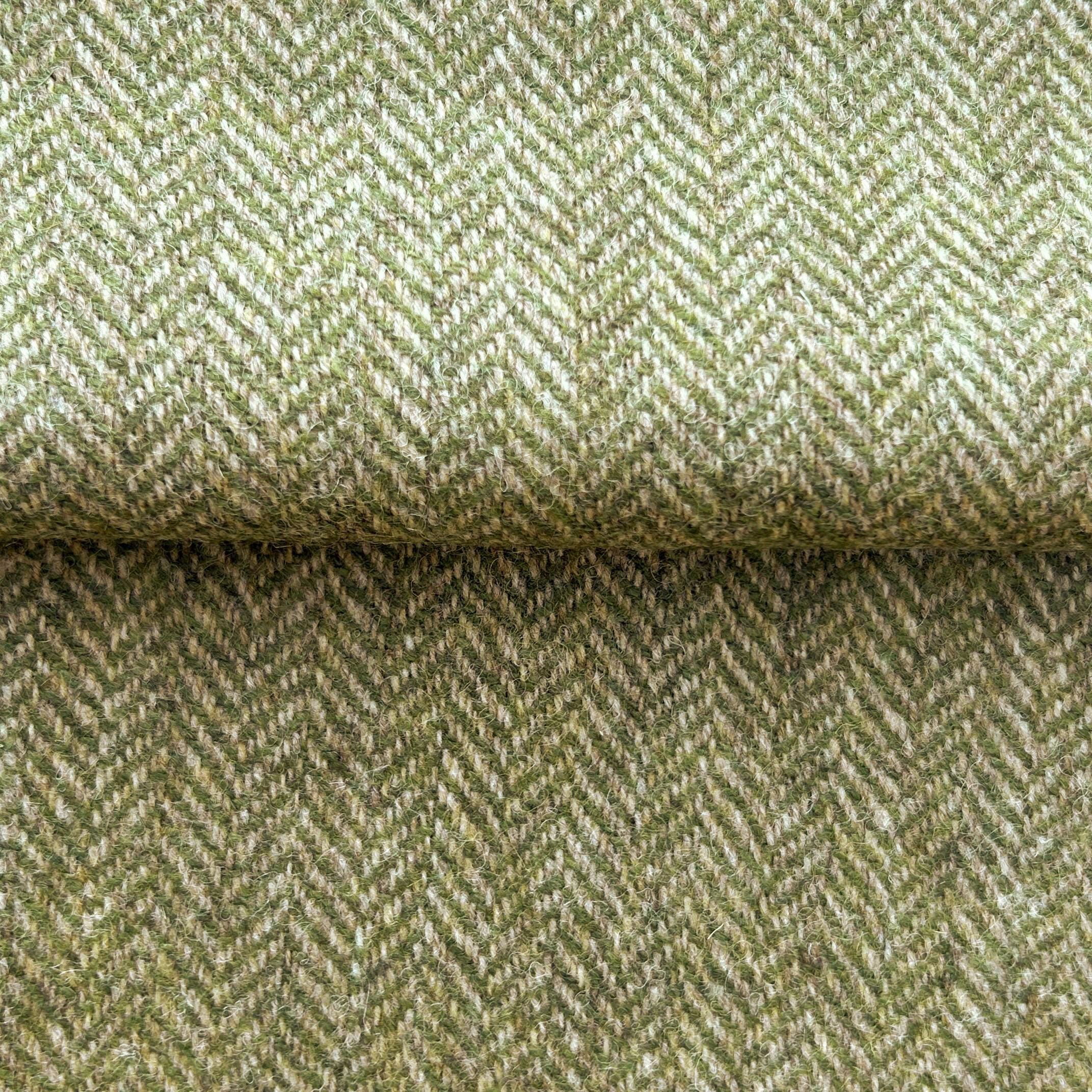 Sour Apple Green Herringbone Wool Fabric, Made in Great Britain - Etsy