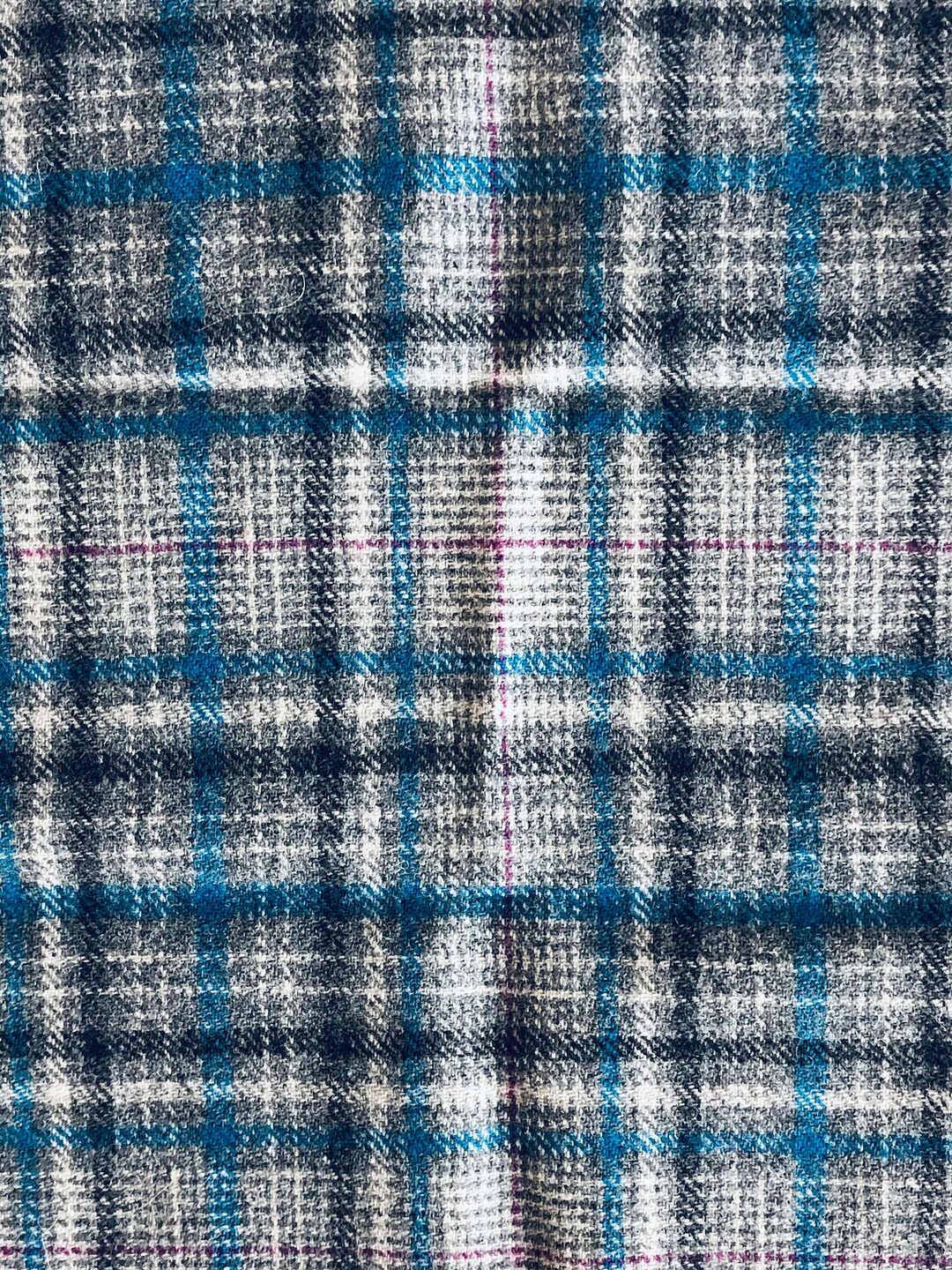 Blue and Gray Plaid Wool Fabric, Lightweight - Etsy