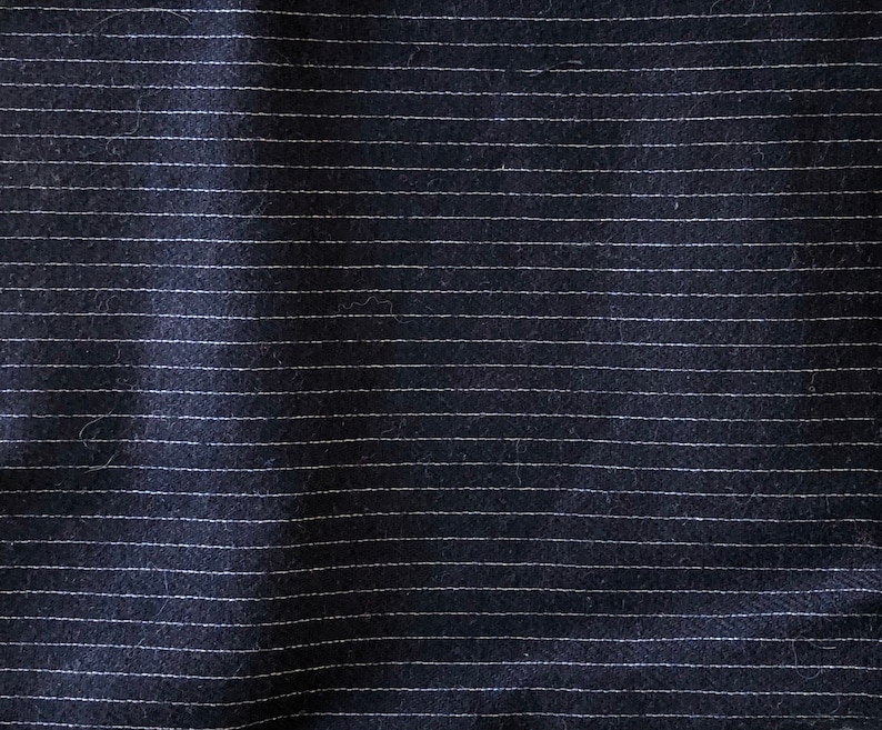 Navy Blue and Silver Pinstripe Wool Fabric | Etsy