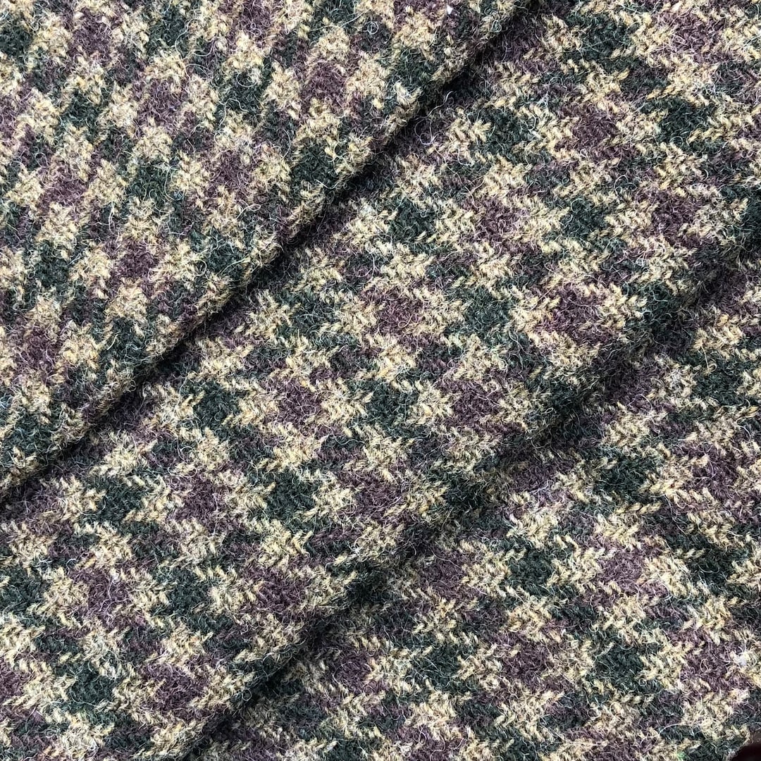 Green Brown Houndstooth Wool Fabric, Medium Weight - Etsy