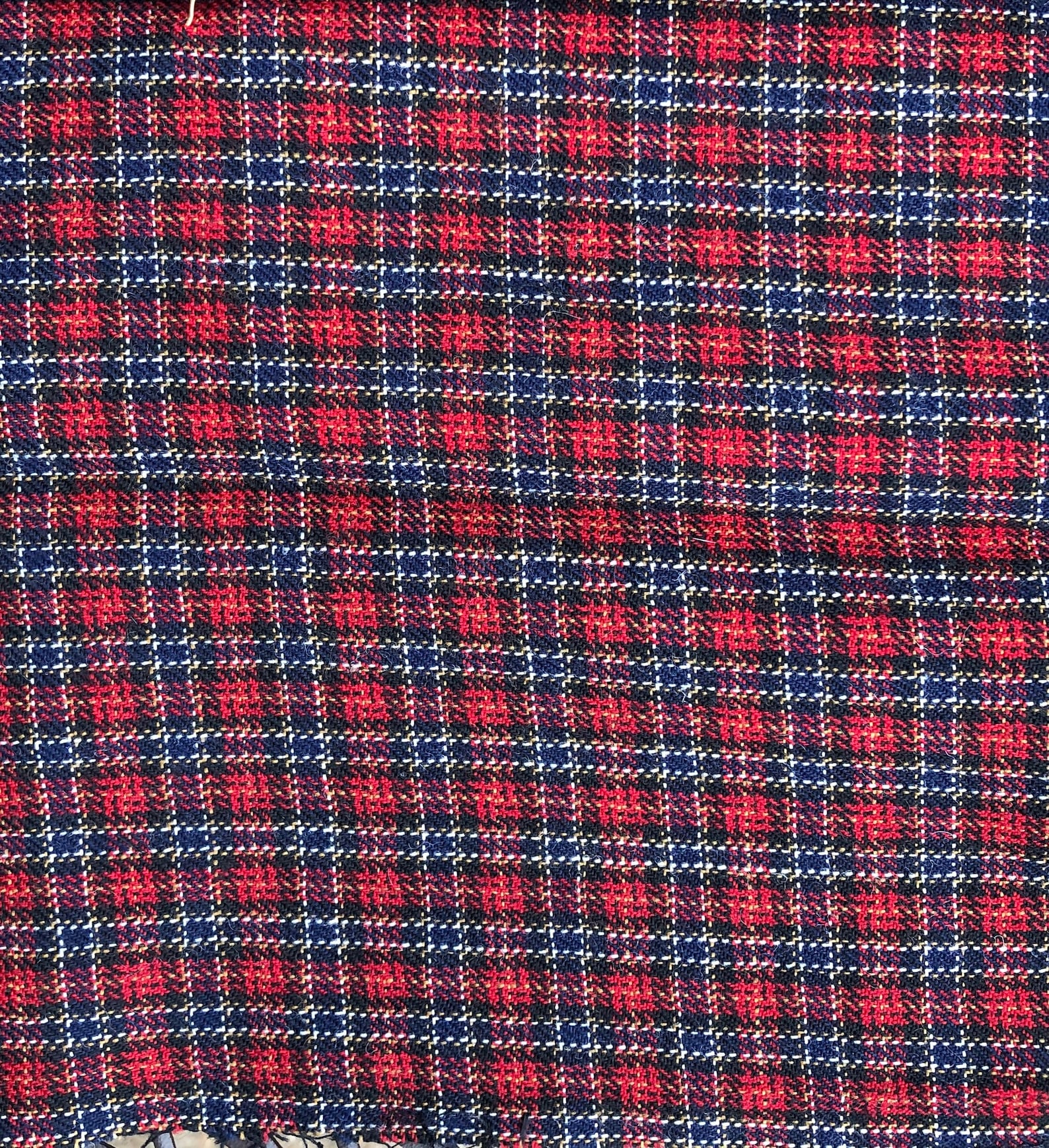 Red Plaid Worsted Wool Fabric | Etsy