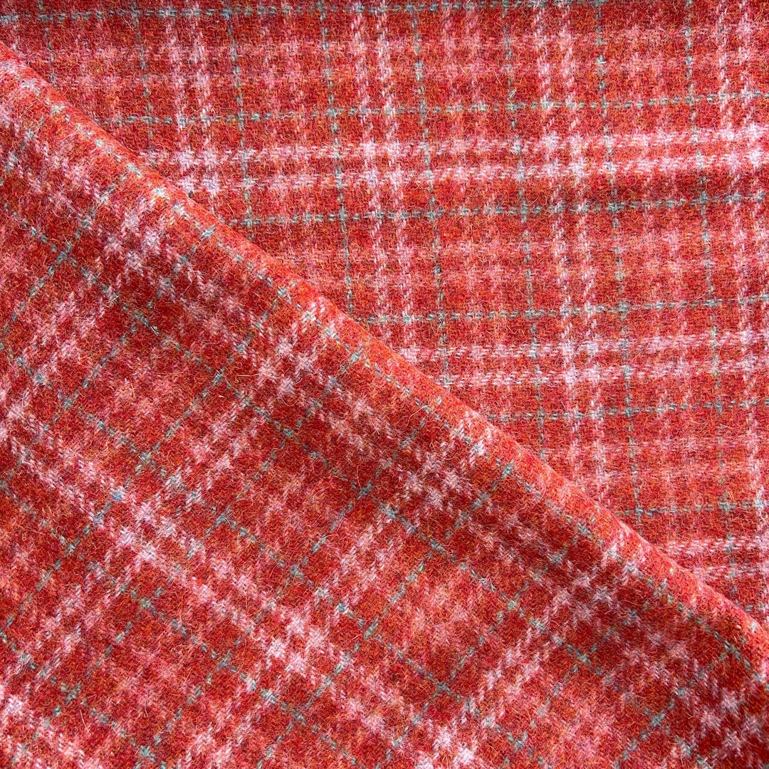 New Rust Red Plaid Wool Fabric, Medium Weight - Etsy