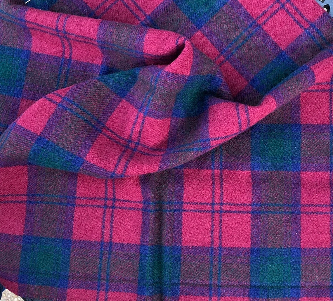 Burgundy and Navy Plaid Wool Fabric - Etsy