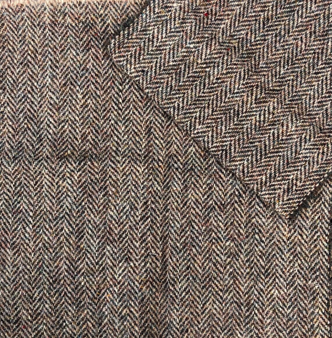 Harris Tweed Brown Herringbone Wool Fabric | Etsy