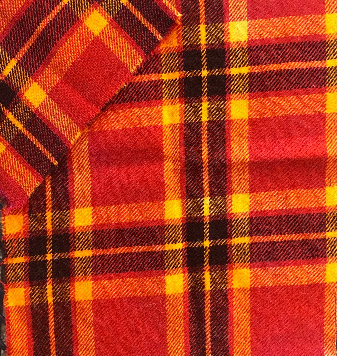 Red Orange Plaid Wool Fabric - Etsy