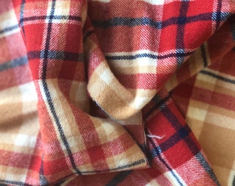 Red and Tan Plaid Fabric - Etsy