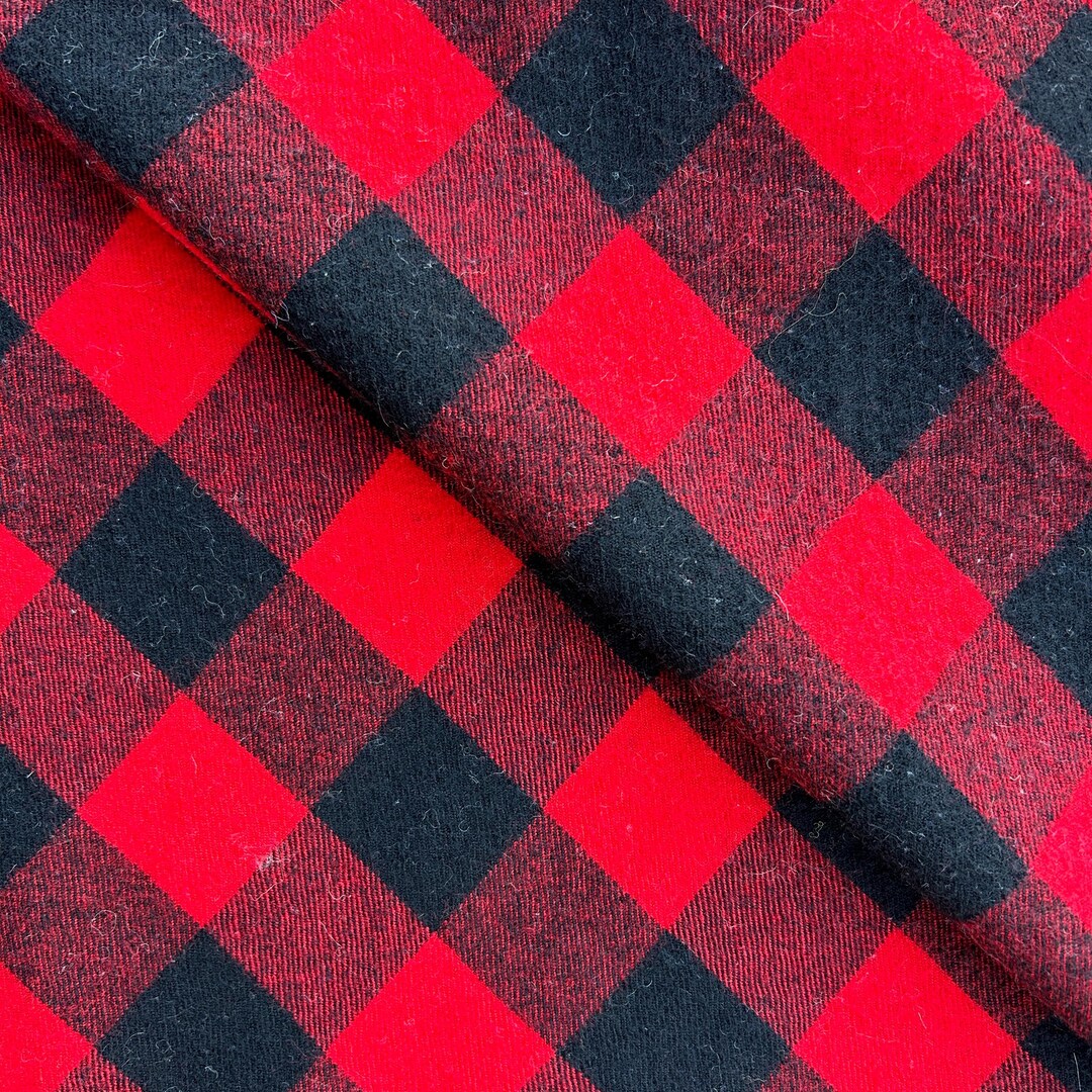 Red & Black Buffalo Check Wool Fabric, Medium to Light Weight - Etsy