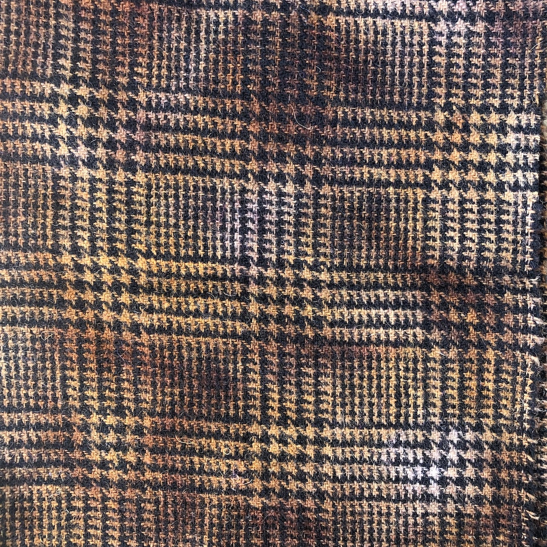Glen Check Wool Fabric Dyed Brown - Etsy
