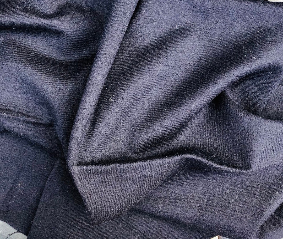 Dark Navy Blue Worsted Wool Fabric - Etsy
