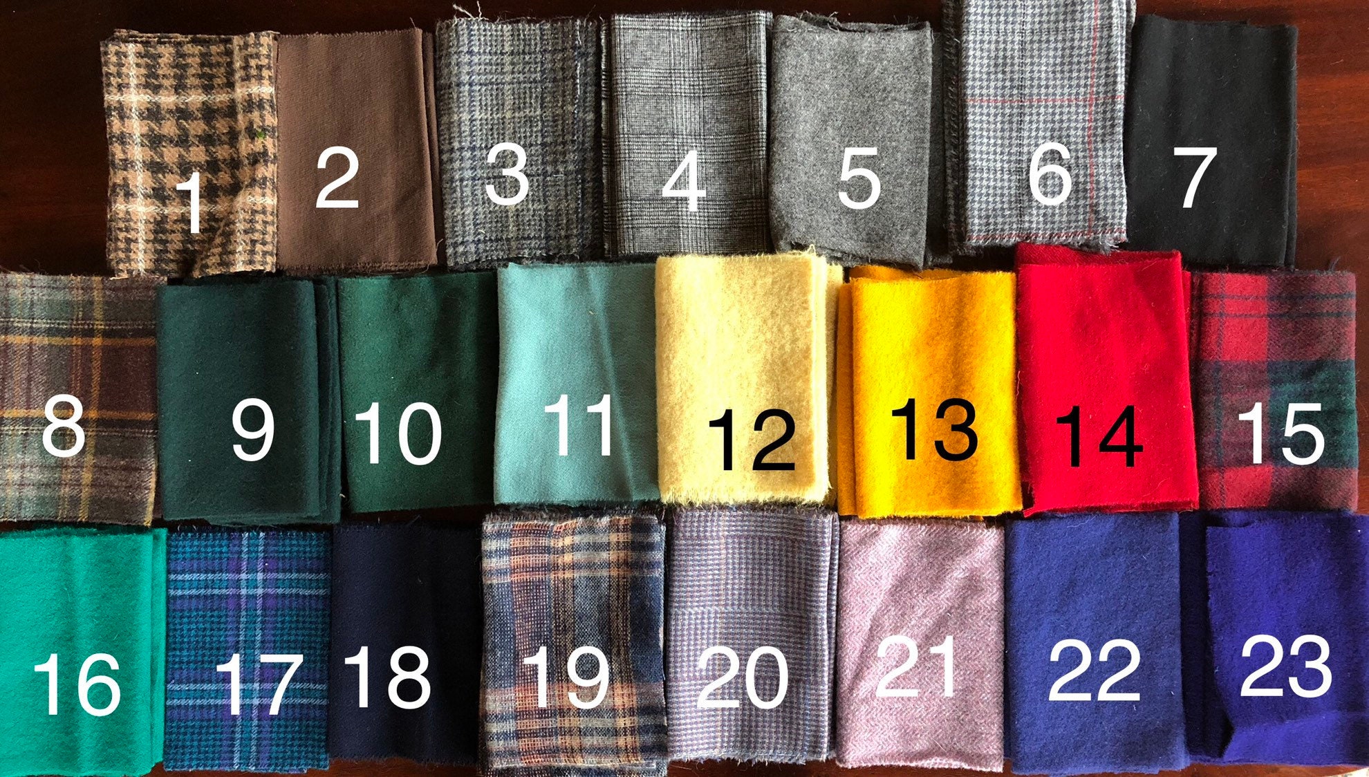 Wool Fabric 12 X 6 Pieces 23 Colors | Etsy